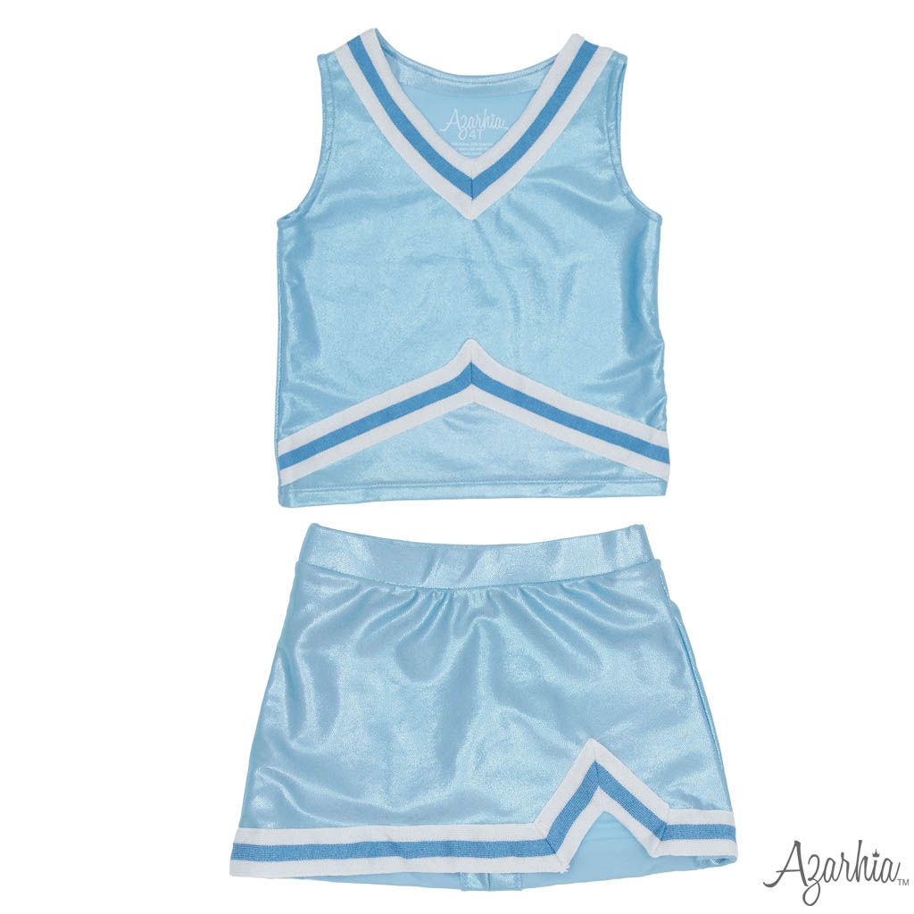 Shimmer Cheer Suit in Light Blue Game Day – Over The Moon